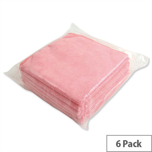 5 Star Red Microfibre Heavy Duty Cleaning Cloths Pack 6 - Hunt Office UK
