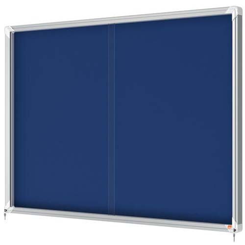 Nobo Premium Plus Blue Felt Lockable Noticeboard Display Case 18 x A4 ...