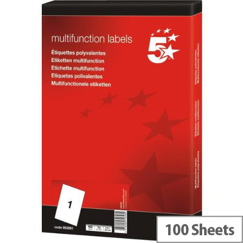 Multifunctional 1 Per Sheet Labels 297x210mm (100 Labels) - Hunt Office UK