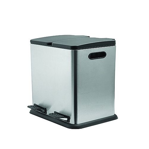 Addis Twin Compartment 40 Litre Recycling Pedal Bin Stainless Steel ...