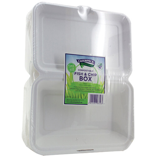Caterpack Biodegradable Hinged Fish and Chip Container Pack of 50 ...