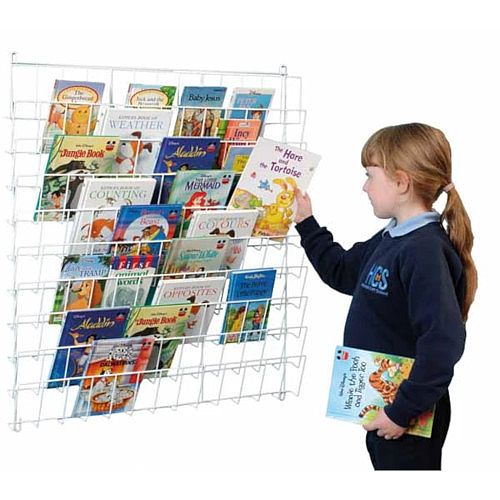 Vertical Wall Hanging Square Book Rack White - HuntOffice the UK