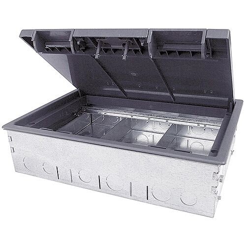 3 Compartment Screed Floor Box 303mmx221mm - Hunt Office UK