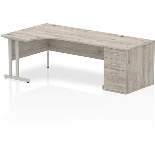 Impulse L-Shaped Left Hand Office Desk W1800xD1200/800xH730mm White ...