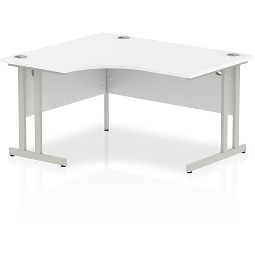 Impulse L-Shaped Left Hand Office Desk W1400xD1200/800xH730mm Silver ...