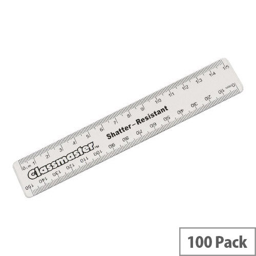 Classmaster Clear Ruler 15cm Pack of 100 R15C - Hunt Office UK