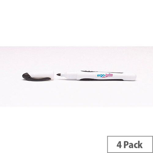 Ergo-Brite Drywipe Marker Rubber Grip Black (Pack of 4) - Hunt Office UK