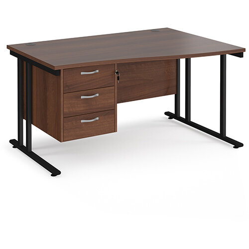 Maestro 25 Right Hand Wave Desk 1400Mm Wide With 3 Drawer Pedestal ...
