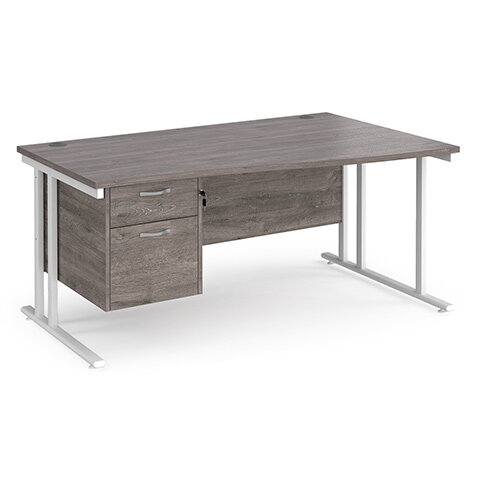 Maestro 25 Right Hand Wave Desk 1600mm Wide With 2 Drawer Pedestal ...