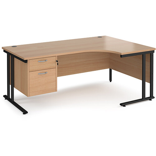 Maestro 25 Right Hand Ergonomic Desk 1800Mm Wide With 2 Drawer Pedestal ...