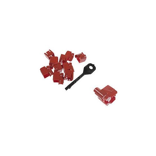Red RJ45 Port Locking Clips Bag of 10 - Hunt Office UK