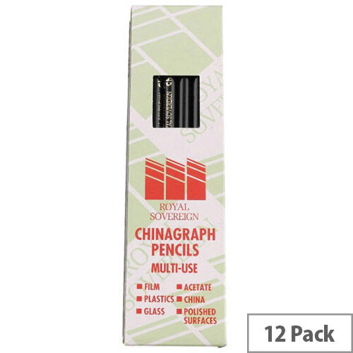 Royal Sovereign Chinagraph Marking Pencil Black 12 Pack RS525653 - Hunt ...