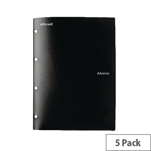 Rexel Advance Stay Put Folder and File A4 Black Pack 5 - Hunt Office UK