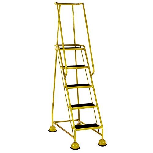 5 Rubber Tread Yellow Mobile Safety Steps With Handrail Height 1.94m ...