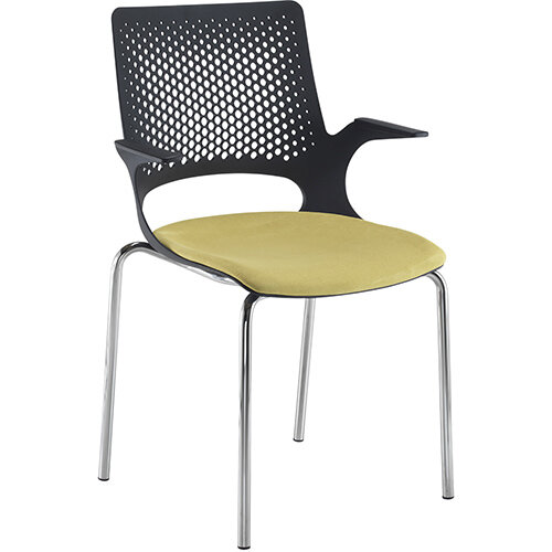 Solus designer 4 leg meeting chair with upholstered seat, chrome legs ...
