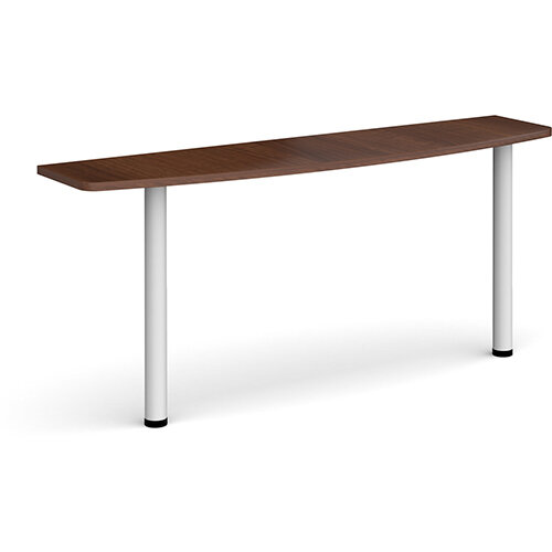 D-end desk extension table 1600mm wide with white legs - walnut top ...