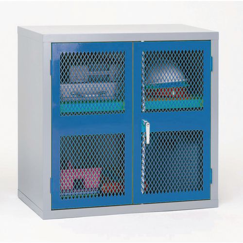 915x915x459 Mesh Door Cabinet 1 Shelf Blue Doors - Hunt Office UK