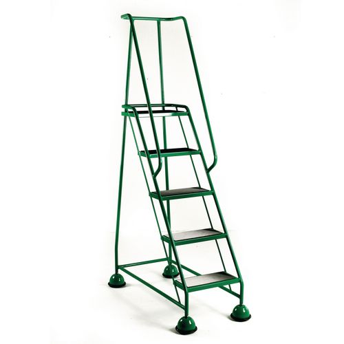 5 Tread Spring Loaded Step Full Handrail Anti-Slip Treads Green - Hunt ...