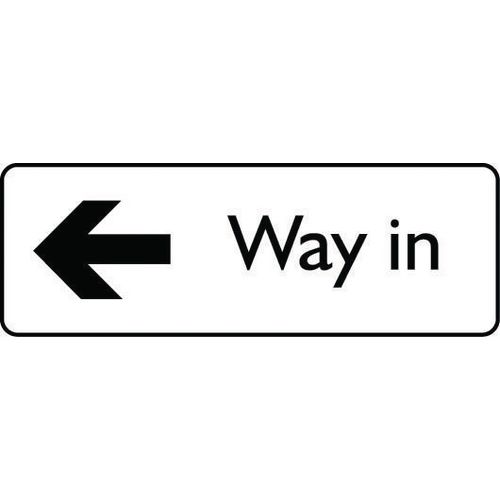 Sign Way In Arrow Left Self-Adhesive Vinyl 450X150 Black On White ...
