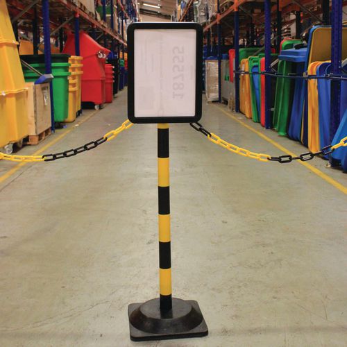 Freestanding Yellow/Black Post With Square Rubber Base And Sign Holder ...