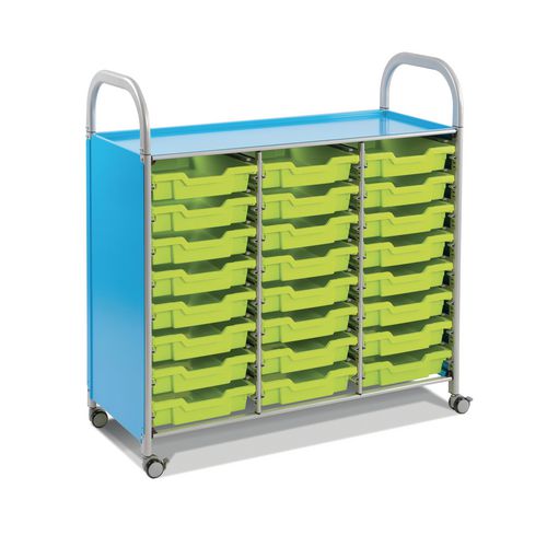 Mobile Tray Storage Unit Triple Column With 24 Sunshine Yellow Shallow ...