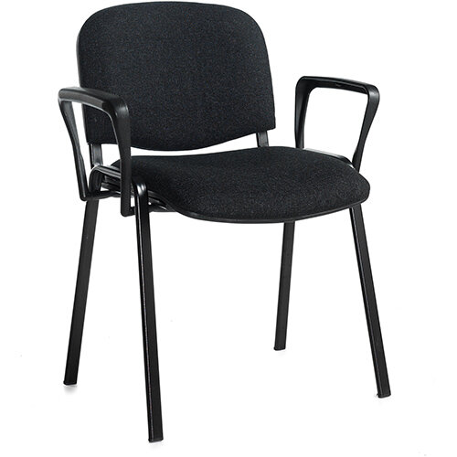 Taurus meeting room stackable chair with black frame and fixed arms ...