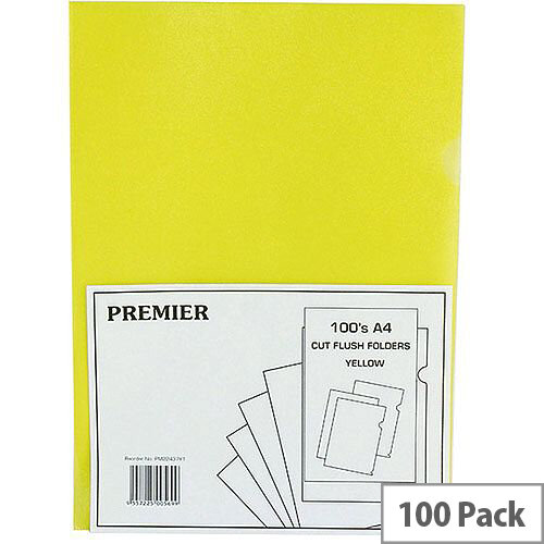 Cut Flush Folder Yellow A4 Pack of 100 WX01487 - Hunt Office UK