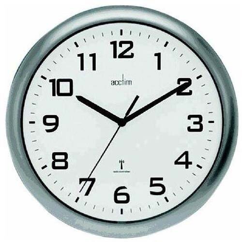 Acctim Cadiz Wall Clock Radio Controlled 255mm Silver 74137 ...