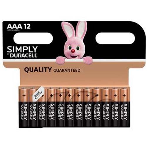 Duracell Simply AAA Alkaline Batteries (Pack 12) - HuntOffice.co.uk