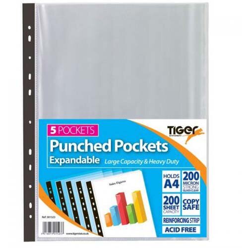 Tiger Multi Punched Expandable Pocket Polypropylene A4 150 Micron Top ...