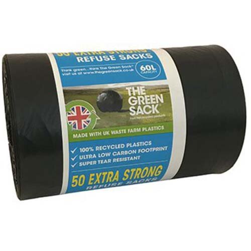 The Green Sack Extra Strong Refuse Sack 60 Litre Black Roll (Pack 50 ...