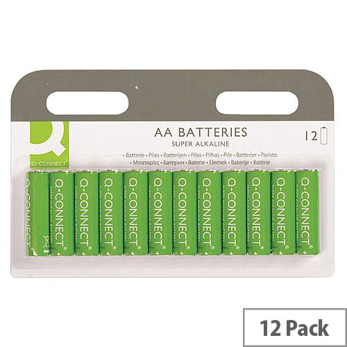 Q-Connect Super Alkaline AA Batteries Pack of 12 KF00644 - Hunt Office UK