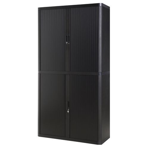 Paperflow Easy Office Cupboard 2 Metres Black/Black with 4 Shelves ...