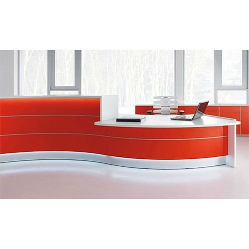 Valde Curved High Gloss Illuminated Reception Unit Modern White Red ...