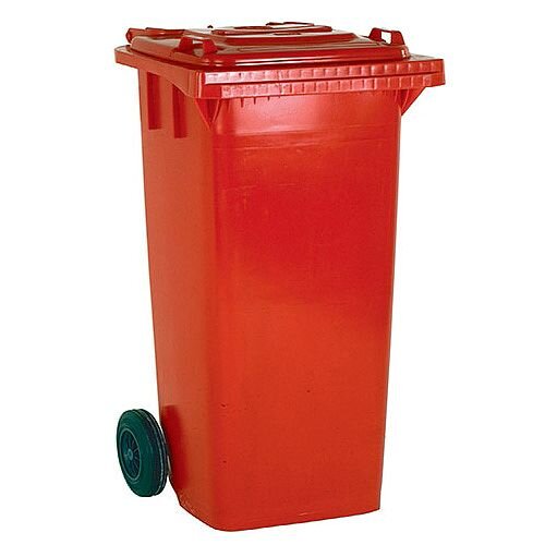 Wheelie Bin 140 Litre 2-Wheel Red - Hunt Office UK