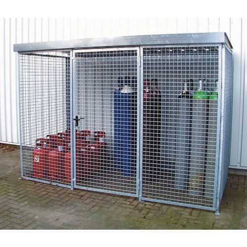 Gas Cylinder Storage Cage With Roof HxWxLmm 2180x1085x2100 - Hunt Office UK