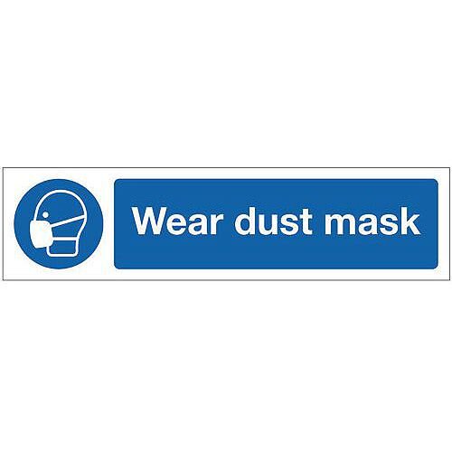 Rigid Plastic Mini Mandatory Safety Sign Wear Dust Mask - Hunt Office UK
