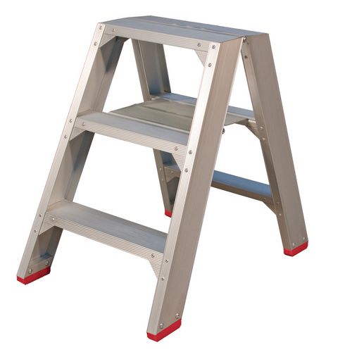 Heavy Duty Aluminium Step Stool Platform 3 Treads Height 700mm Silver ...