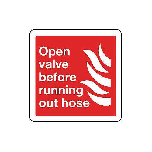 PVC Open Valve Before Running Out Hose Sign - Hunt Office UK