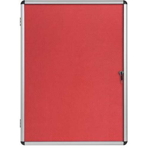 Bi-Office Enclore Red Felt Lockable Noticeboard Display Case 9 x A4 ...