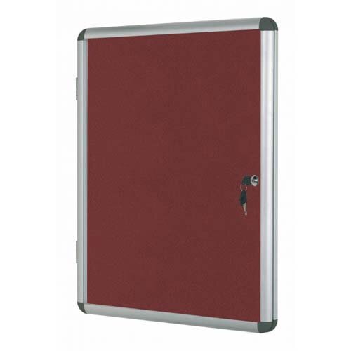 Bi-Office Enclore Burgundy Felt Lockable Noticeboard Display Case 9 x ...