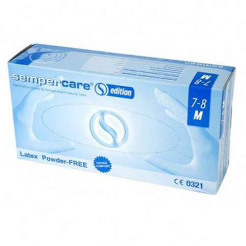 SemperCare Edition Latex Gloves MEDIUM Powder Free (100) Box G823781735 - Hunt Office UK