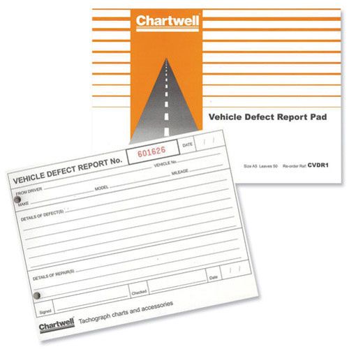 Vehicle Defect Report Book 50 Sheets CVDR1 Chartwell - Hunt Office UK