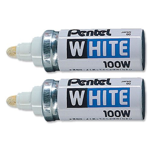 Pentel 100W White Permanent Marker Bullet Tip Broad Pack 12 - Hunt ...