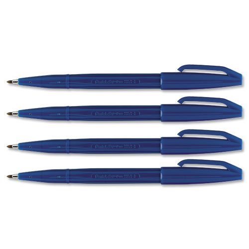 Pentel S520 Sign Pen Blue Fibre Tipped 1.0mm Line Pack 12 - Hunt Office UK