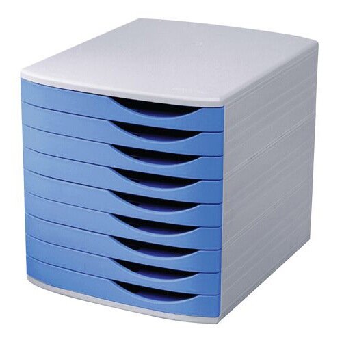 5 Star Elite Desktop Drawer Set 9 Drawers A4 and Foolscap Grey/ Blue ...