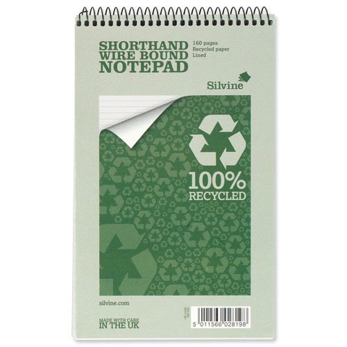 Silvine Shorthand Notepad Wirebound 125 x 200 mm RE160 Pack 12 - Hunt ...