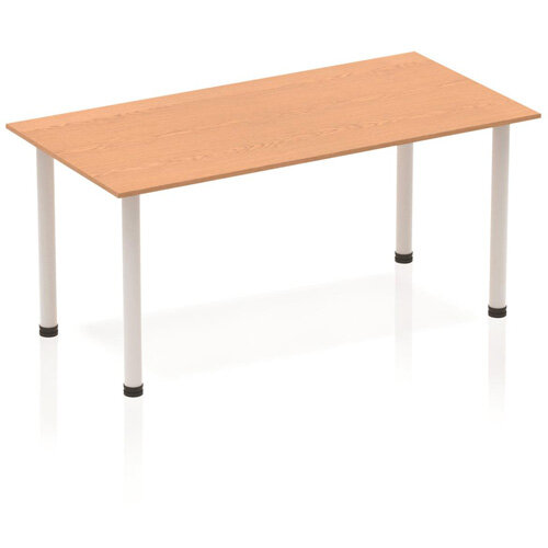 Impulse Modular Rectangular Table Oak with Silver Tubular Steel Frame ...