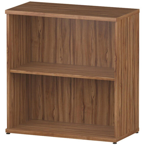 Impulse Low Bookcase with 1 Shelf H800mm Walnut - Hunt Office UK