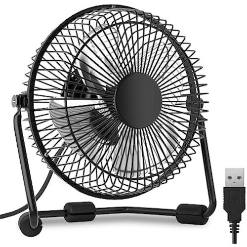 USB 4 Adjustable Black Mini Silent Desk Fan Black Hunt Office UK